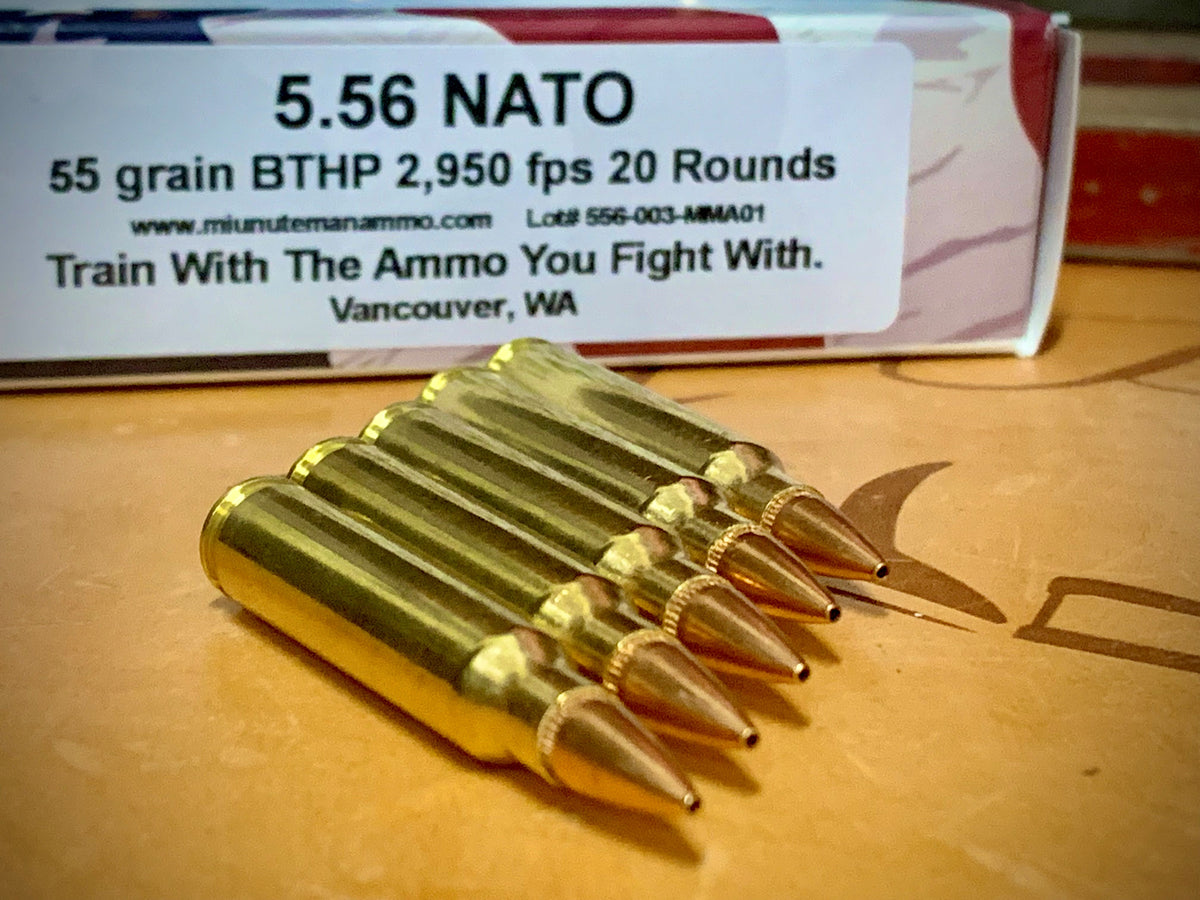 5.56 NATO 55 grain BTHP-M @2,950 fps – Minuteman